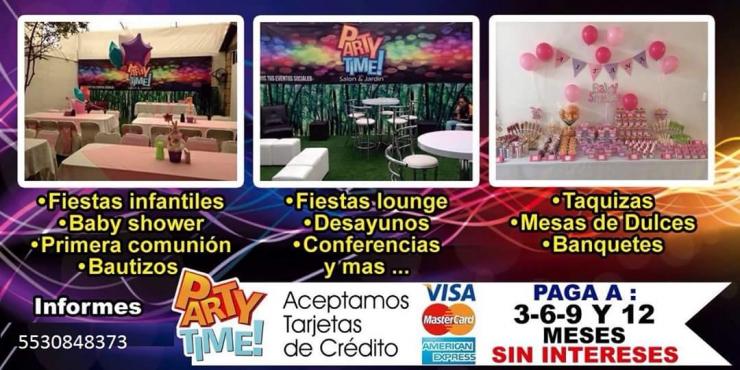 Party time salon y jardin en Ecatepec de Morelos. Teléfono y más info.